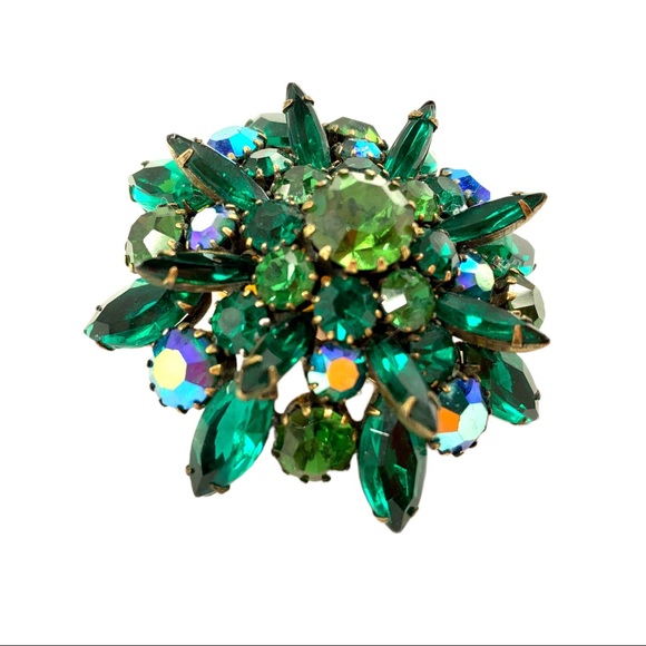 Albert Weiss | Jewelry | Weiss Multi Green Rhinestone Navette Domed ...